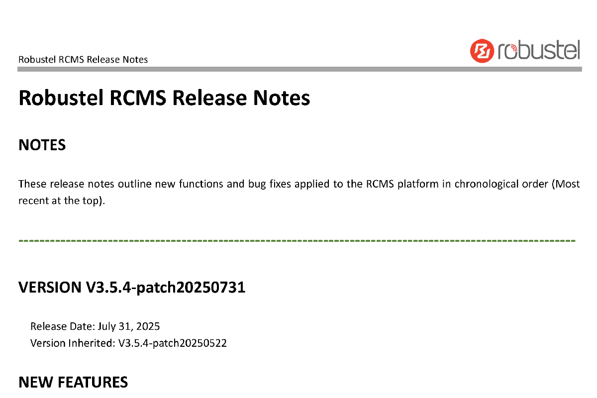 Robustel RCMS Cloud リリースノート | MCM JAPAN IoT Scheme